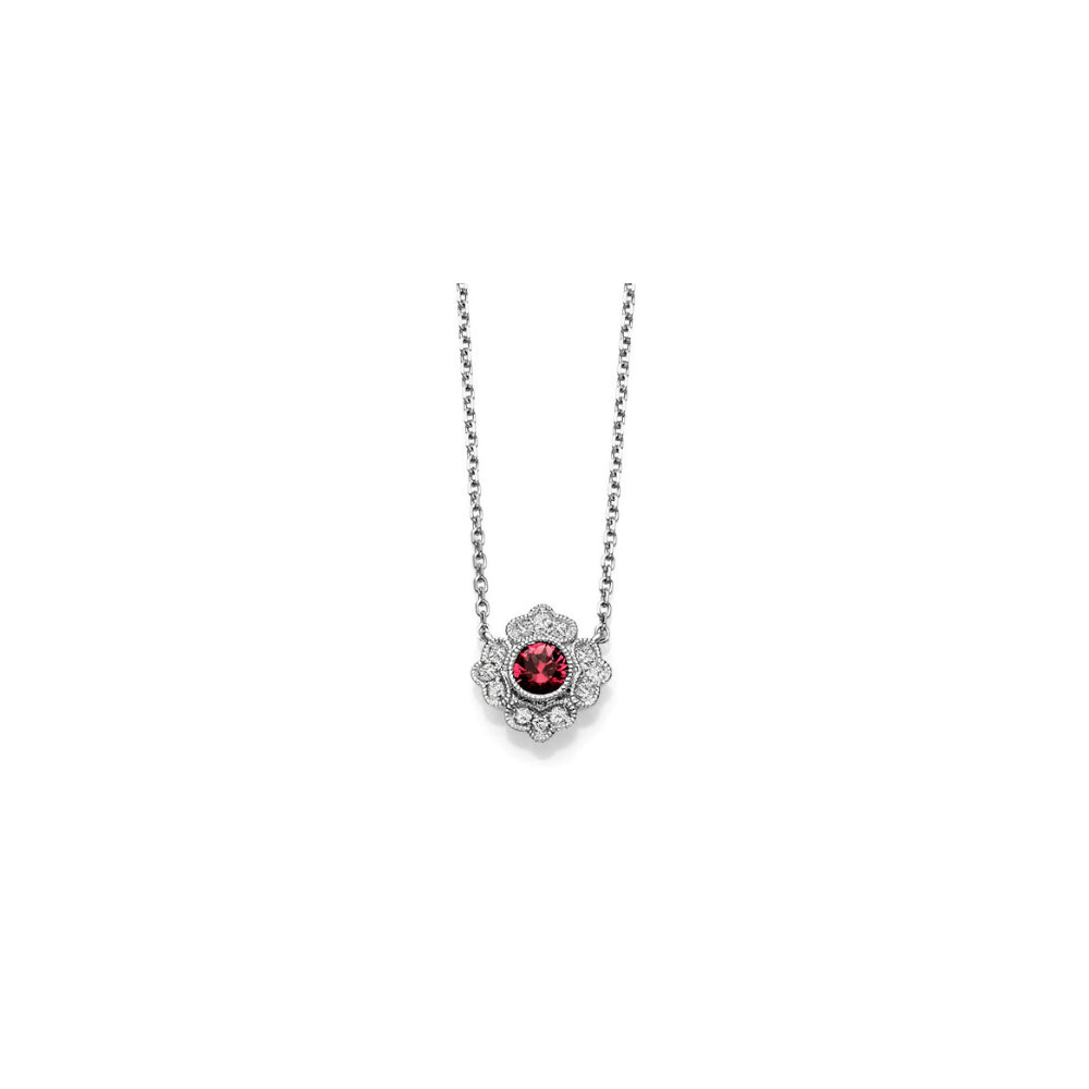 Round Ruby with Pavé Filligree Pendant Necklace – Edelweiss
