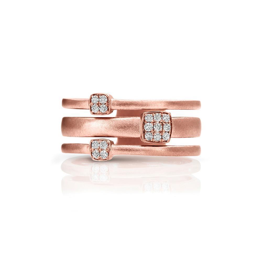 Three-Band Pavé Diamond Station Ring – Edelweiss