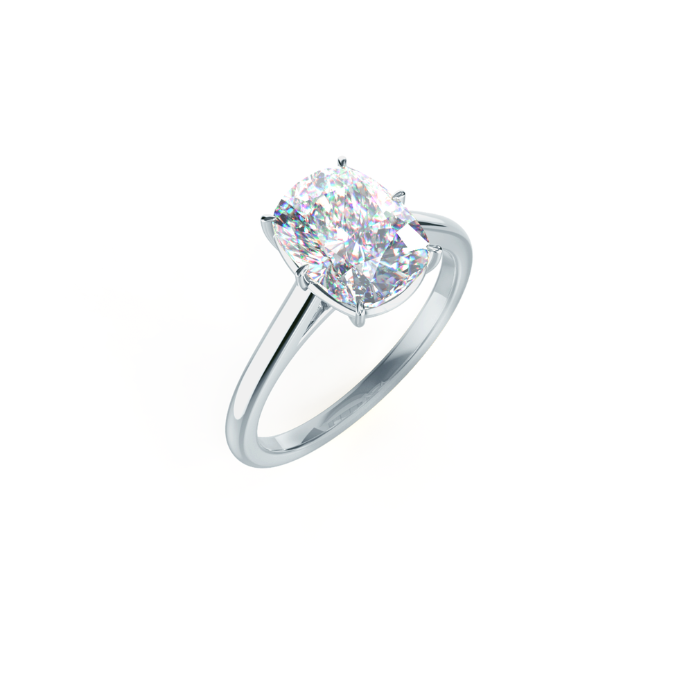 Rectangular Cushion Cut 4-Prong Solitaire Diamond Engagement Ring in 9 ...